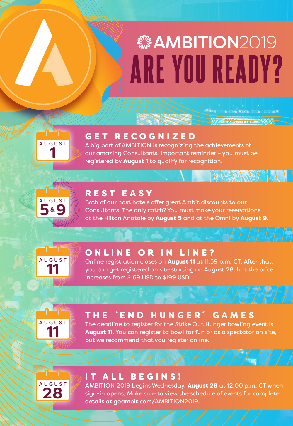 AMBITION 2019 is less than 100 days away! Here are the key deadlines ...